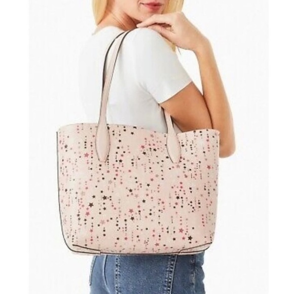 kate spade | Bags | Kate Spade Reversible Leather Tote Bag Star Pattern ...